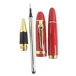 Gullor Heavy Big Rollerball Pen 159, Gold Trim, Black Ink(0.7mm), Red