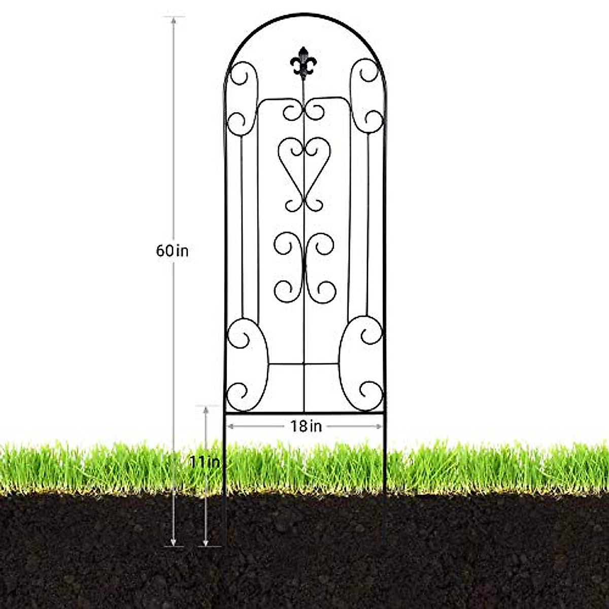 Amagabeli 2 Pack Garden Trellis for Climbing Plants 60" x 18" Black Iron Potted Support Vines Metal Wire Plant Trellis for Climbing Vegetables Flower Patio Roses Cucumbers Clematis Pots Supports GT05
