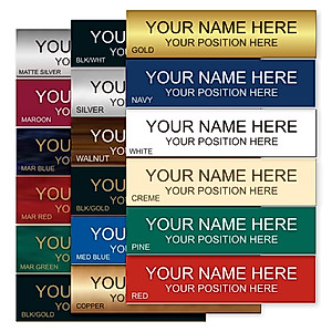 Lasercrafting Office Desk Name Plate or Wall / Door Sign - 2x8 or 2x10 - Laser Engraved Sign - CUSTOMIZE. Holder/bracket available. Choose colors and fonts. Great gift idea.