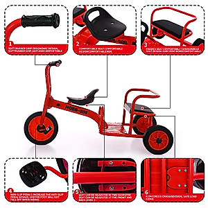 Kids Tricycle for Preschool Playground, Daycare Toddler Tandem Trike, Children Double Seat Bike with Passenger Seat, Outdoor Playground Equipment Tricycles