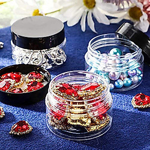 SATINIOR 36 Pieces Plastic Jars Round Clear Leak Proof Cosmetic Container Jars with Inner Liners and Lids for Lotions Ointments Travel Make Up Storage (1 oz, Black)