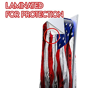 ITS A SKIN Skins Compatible with Sony Playstation 5 Console Disc Edition - Protective Decal Overlay stickers wrap cover - American Flag on Wood