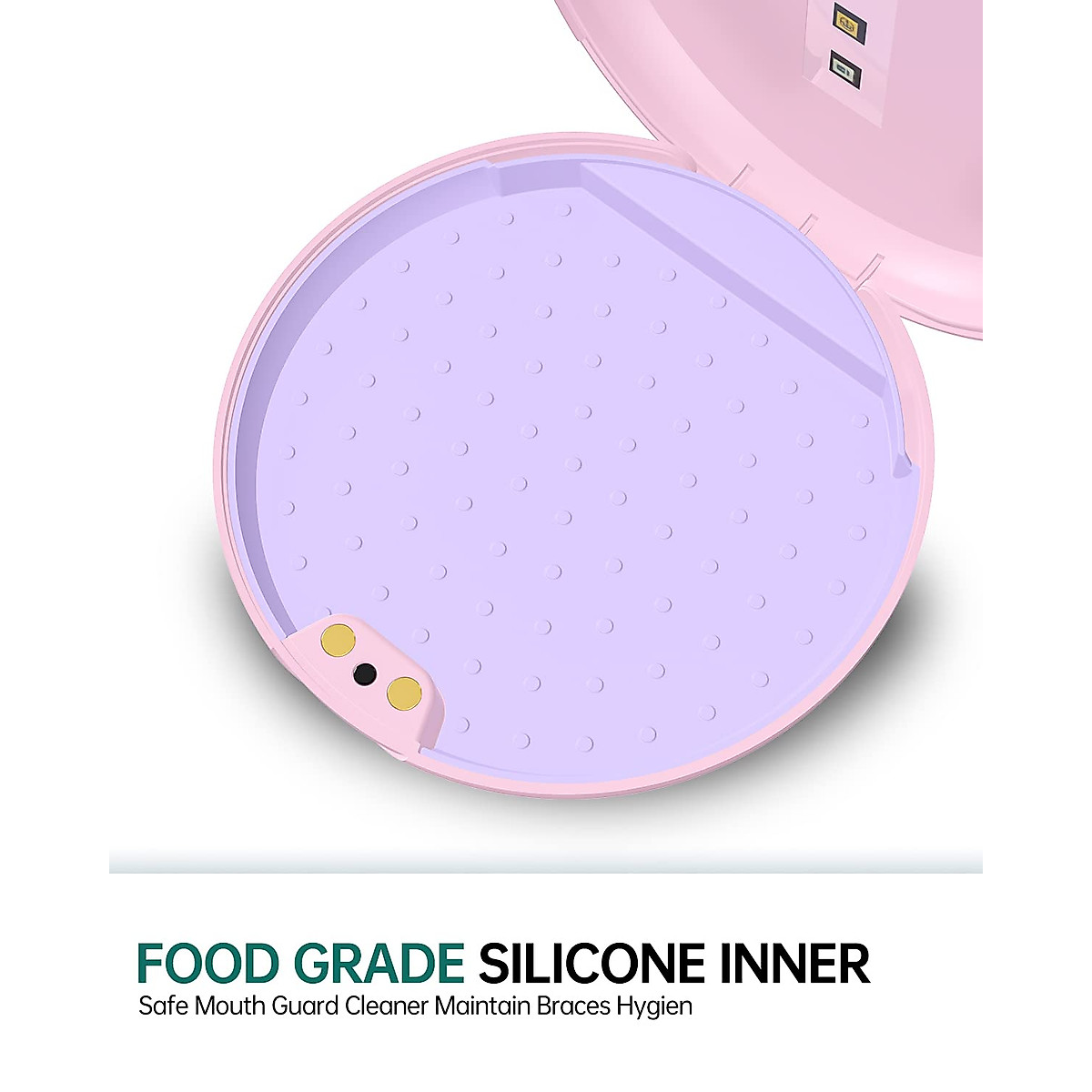 Retainer Case, VEAMOR Invisalign Case Holder,Dental Braces Case Slim Battery Powered with Protective Bag for Invisalign, Aligner - Pink