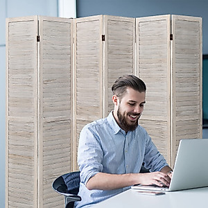 ECOMEX 6 Panel Room Divider 5.6Ft Wood Room Dividers and Folding Privacy Screens Partition Wall Dividers Room Separator for Bedroom Office Restaurant, White