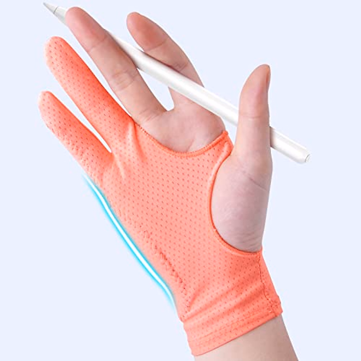 Artist Drawing Glove for Women [2 Pack Pink] 3-Layer Palm Rejection Right/Left Hand Digital Graphic Tablet iPad Art Gloves Two Finger Smooth Elasticity Breathable for Sketching Painting
