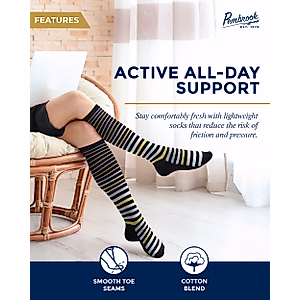 Pembrook Light Compression Socks for Women - 6 Pairs | 8-15 mmHg Compression Socks Women | Polkadots, Polkadots, Argyle, Striped Compression Socks Women | Cotton Compression Socks for Women