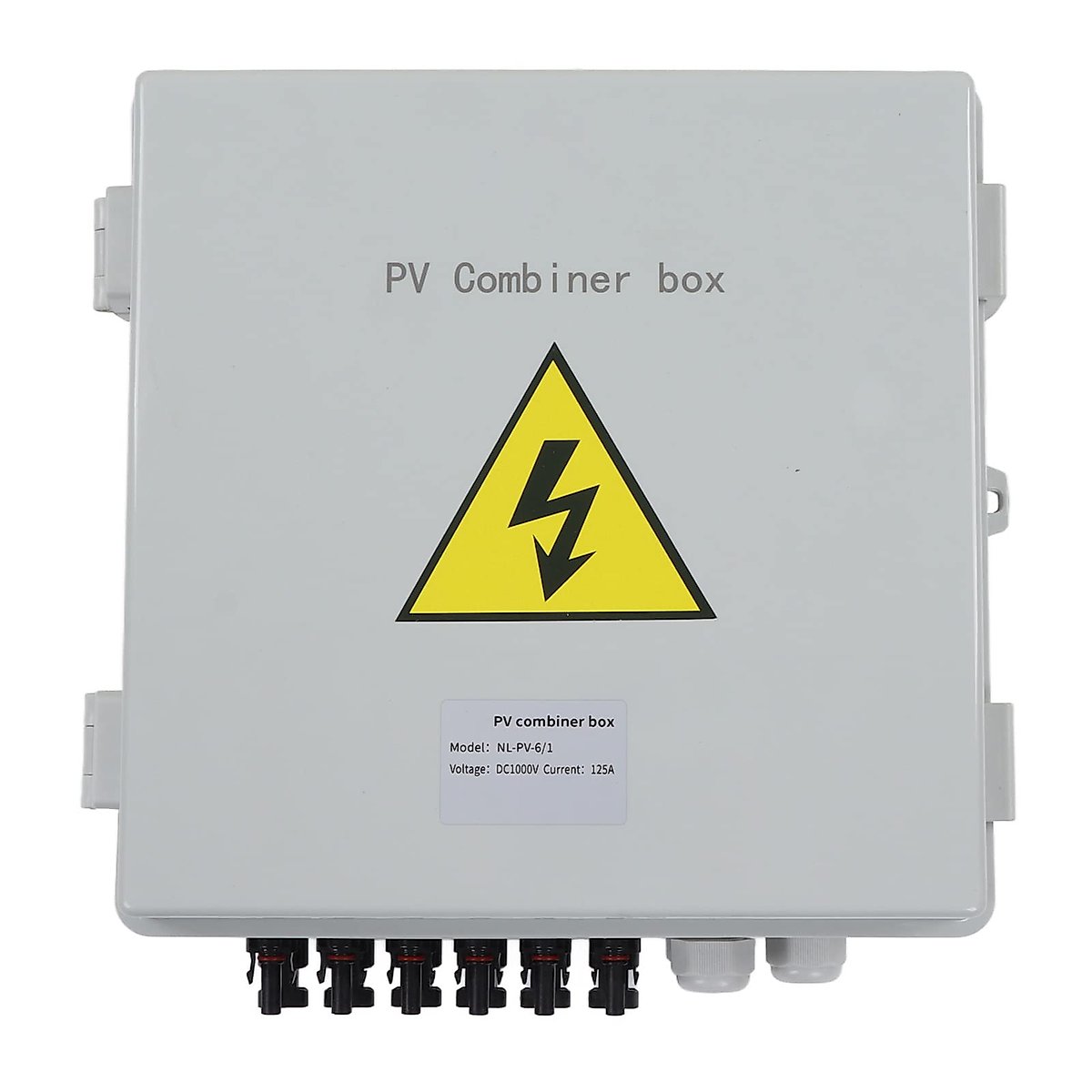 PV Combiner Box, 6 String Solar Combiner Box with 100A Circuit Breaker, 15A Rated Current and 40KA Protective Device IP67 Waterproof for On Off Grid Solar Panel System