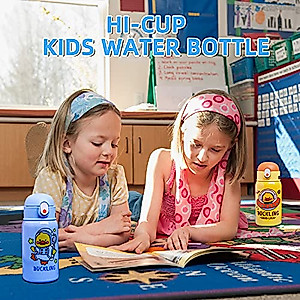N/C Hi-Cup DuckLing Kids Water Bottle - insulated stainless steel thermos with straw (Girls/Boys) - 13oz (Outdoor Yellow) 7.5*18