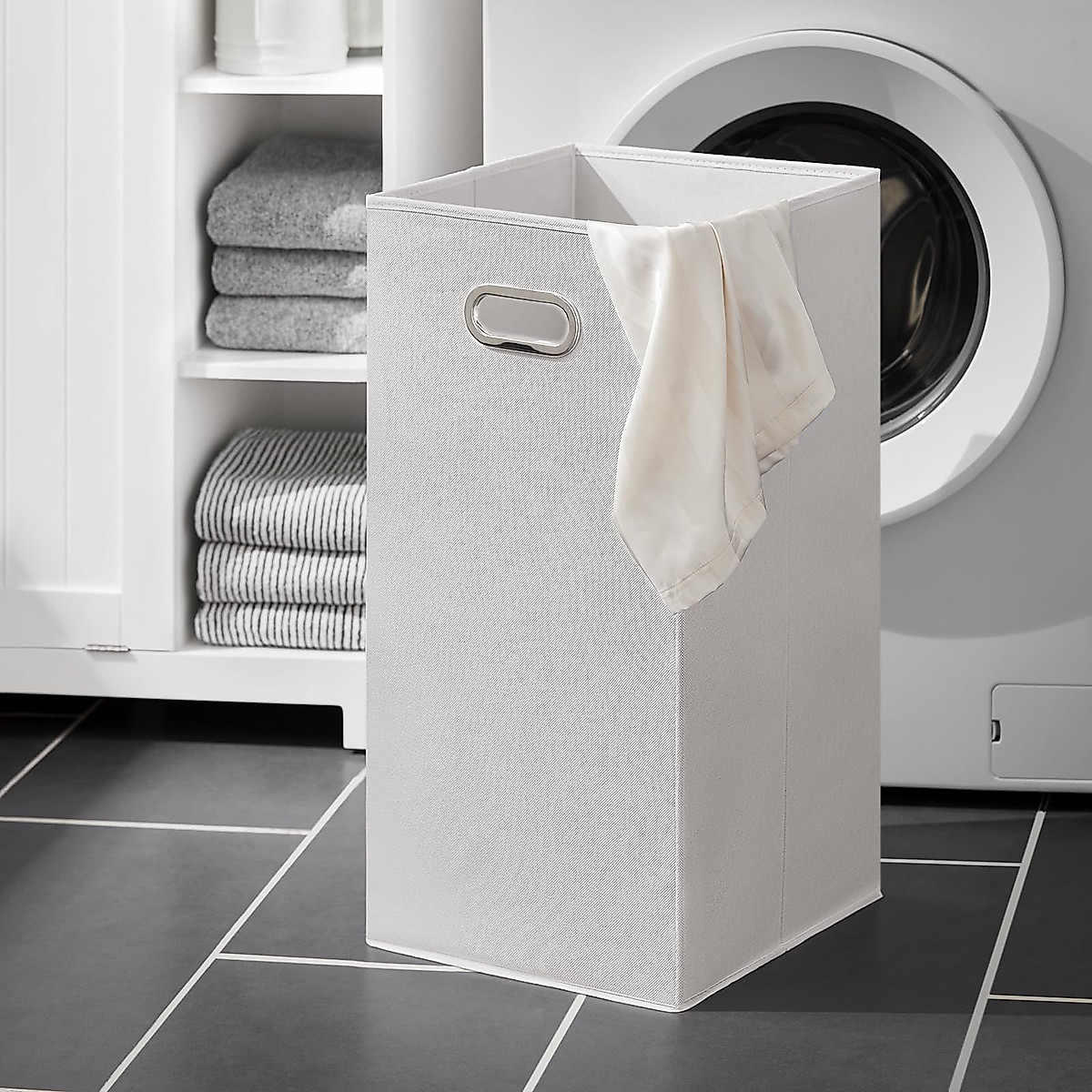 Haotian Bathroom Laundry Cabinet with Tilt-out Hamper, White BZR105-W