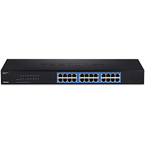 TRENDnet 24-Port Unmanaged Gigabit 10/100/1000 Mbps GREENnet Metal Housing Switch, 48 Gbps Switching Fabric, Fanless, Rack Mountable, TEG-S24G (Renewed)