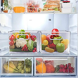 Zeeych Clear Deep Pantry Organizer Bins Household Plastic Food Storage Basket with Cutout Handles for Kitchen,Office, Cabinets, Refrigerator, Freezer, Bedrooms, Bathrooms - 11” L × 8” W × 6” H