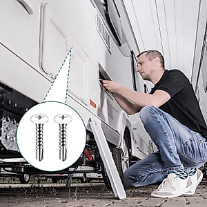 120 Pcs #8 White Pan Head Screw White Sheet Metal Screws Self Tapping Screws for Metal Quad Drive Self Tapping Drill Screws Cargo RV Exterior Fasteners, Enclosed Trailer Repair Screws,3 Sizes