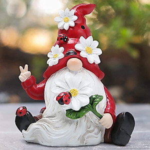 Hodao Ladybug Gnomes 6" H Ladybug Kitchen Tiered Tray Decor Ladybird Gnomes Resin Swedish Tomte Scandinavian Figurine Spring Summer Decorations Indoor Home Decor