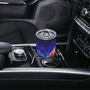 Dujiea 20oz Tumbler With Lid And Straw, Basketball And Blue Light Vacuum Insulated Iced Coffee Mug Reusable Travel Cup Stainless Steel Water Bottle