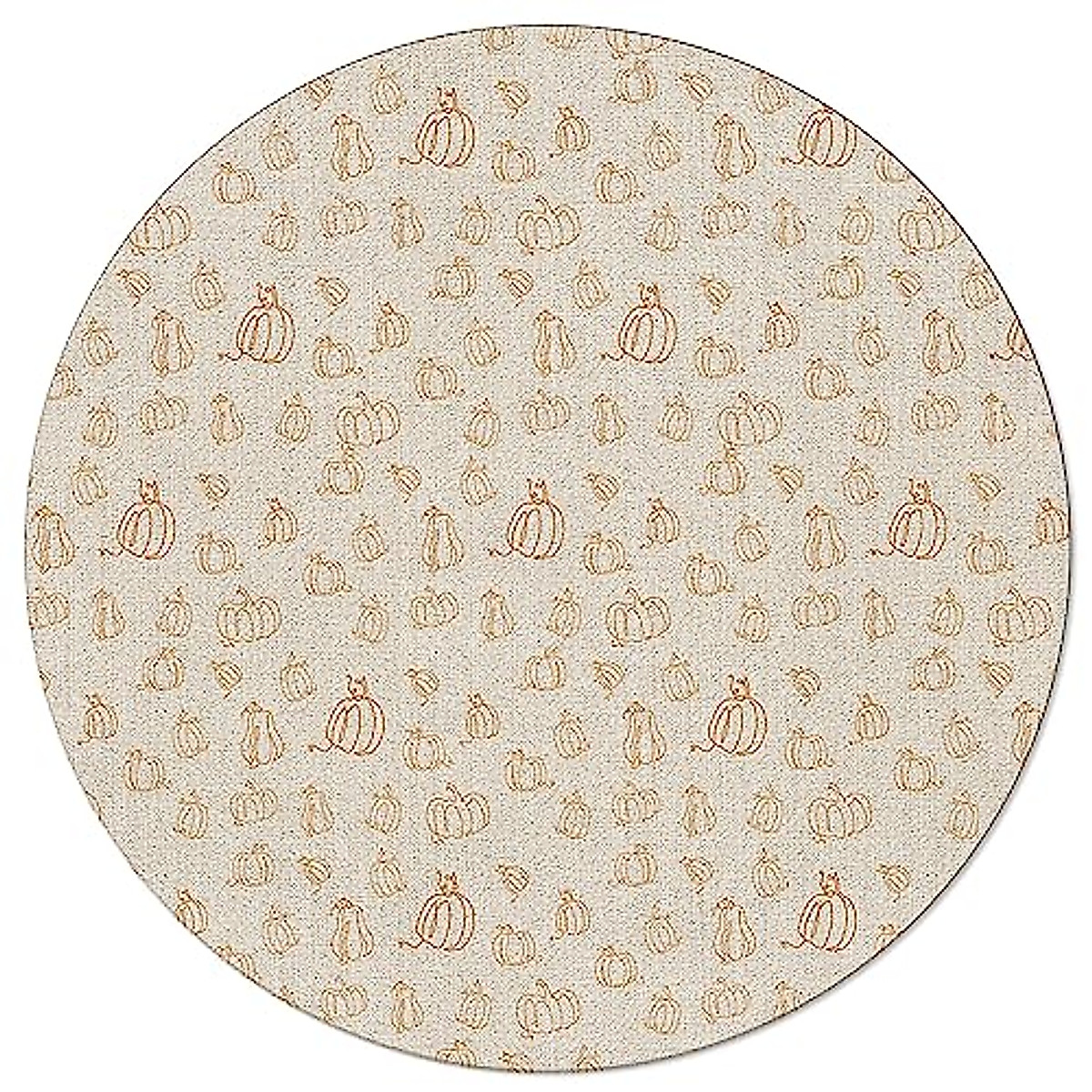 Minimalist Geometry Pumpkins Round Area Rug 3ft,Washable Outdoor Indoor Carpet Runner Rug for Bedroom,Kitchen,Living Room,Office,Area+Rug Small Bath Door Desk Floor Mat Thanksgiving Fall Autumn Beige