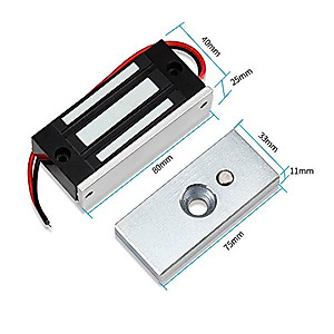 HFeng Electromagnetic Lock Access Control 60KG/132lbs Electronic Magnetic Lock DC12V Fail Safe NC Mini Small Door Lock for Electric Security System