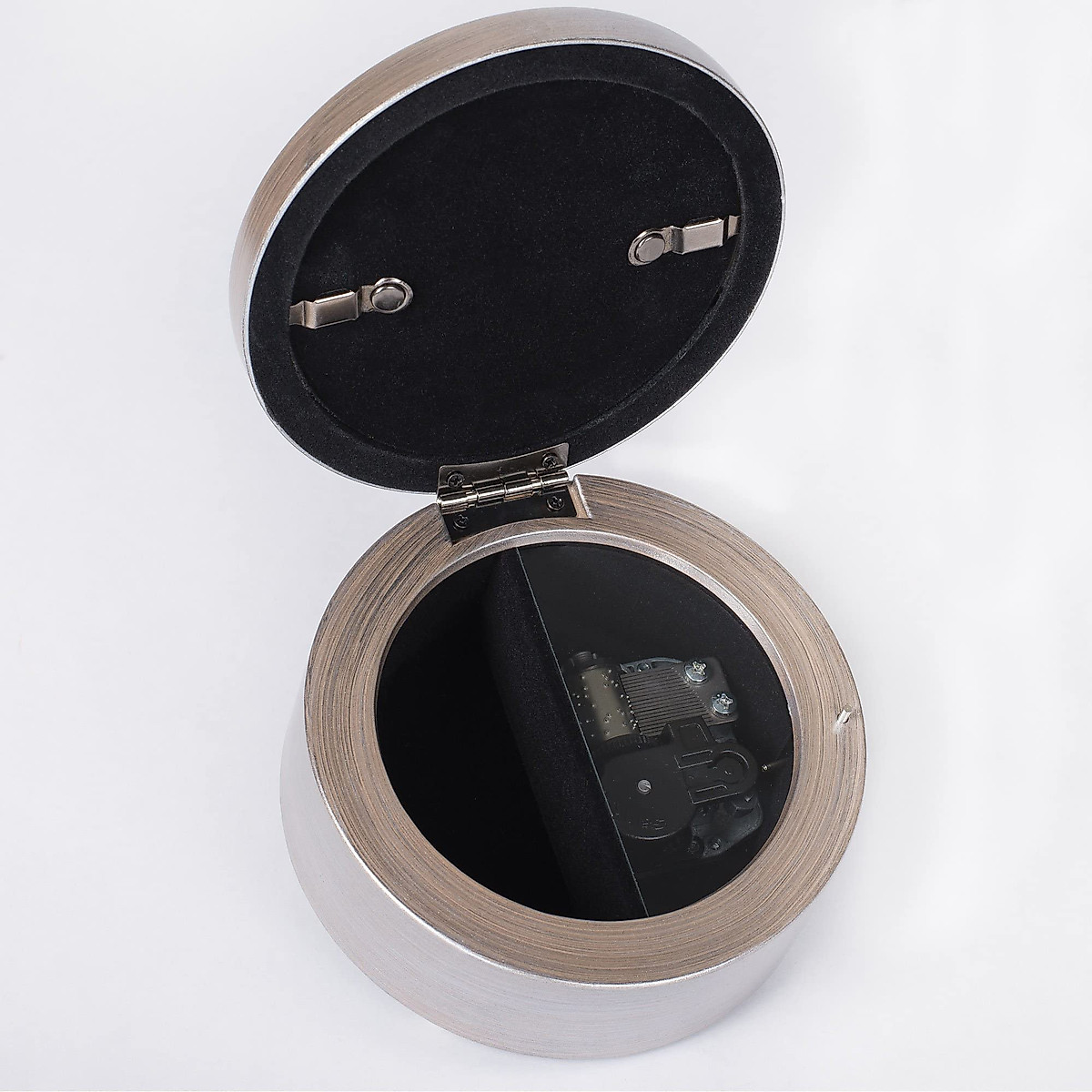 Cottage Garden Be Strong and Courageous Brushed Pewter Jewelry Music Box Plays Amazing Grace