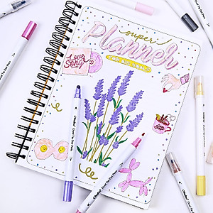 Ohuhu Dual Tip Dot Markers: 15 Colors Dot Marker Pens (Fine & Dot) for Kids Adults Water-Based Ink Metallic & Regular Colors Dot Pens for Journaling Scrapbooking DIY Highlighting Drawing Markers