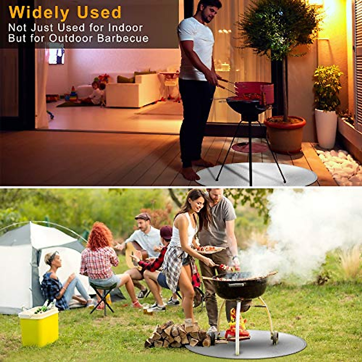 ToHayie Fire Pit Mat, Fire Mat for BBQ Grills, Perfect for BBQ, Smokers, Grills - Protects Porch, Patio, Deck, Wood, Grass, Stone, Composite from Burns - Heat Resistant Fire Pit Mat (26 inch)