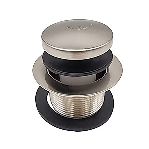 Westbrass 593244-07 14" x 1-1/2" White Tubular Bathtub Waste & Overflow Assembly with Tip-Toe Drain Plug and 2-Hole Faceplate, 1-Pack, Satin Nickel