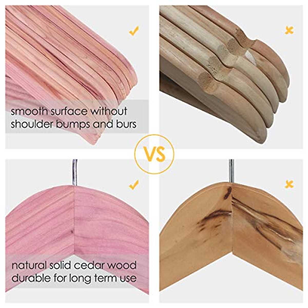 American Red Cedar Hangers 30 Pack, Wooden Suit Hangers with 360° Swivel Hook, Smooth Surface Slim Cedar Wood Coat Hangers, Great for Refresh Closet