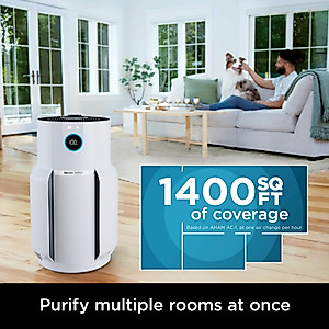 Shark NeverChange Whole Home Air Purifier with 5 Year HEPA Air Filtration, Covers Up To 1400 Sq Ft,Odor Neutralization and Clean Sense Technology, Removes Dust, Allergens, Pollutants, HP302