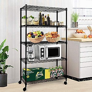 Simple Deluxe Heavy Duty 5-Shelf Shelving Unit 1250Lb Capacity, 29.92" D x 13.98" W x 62.99" H, 5 Tier, Black