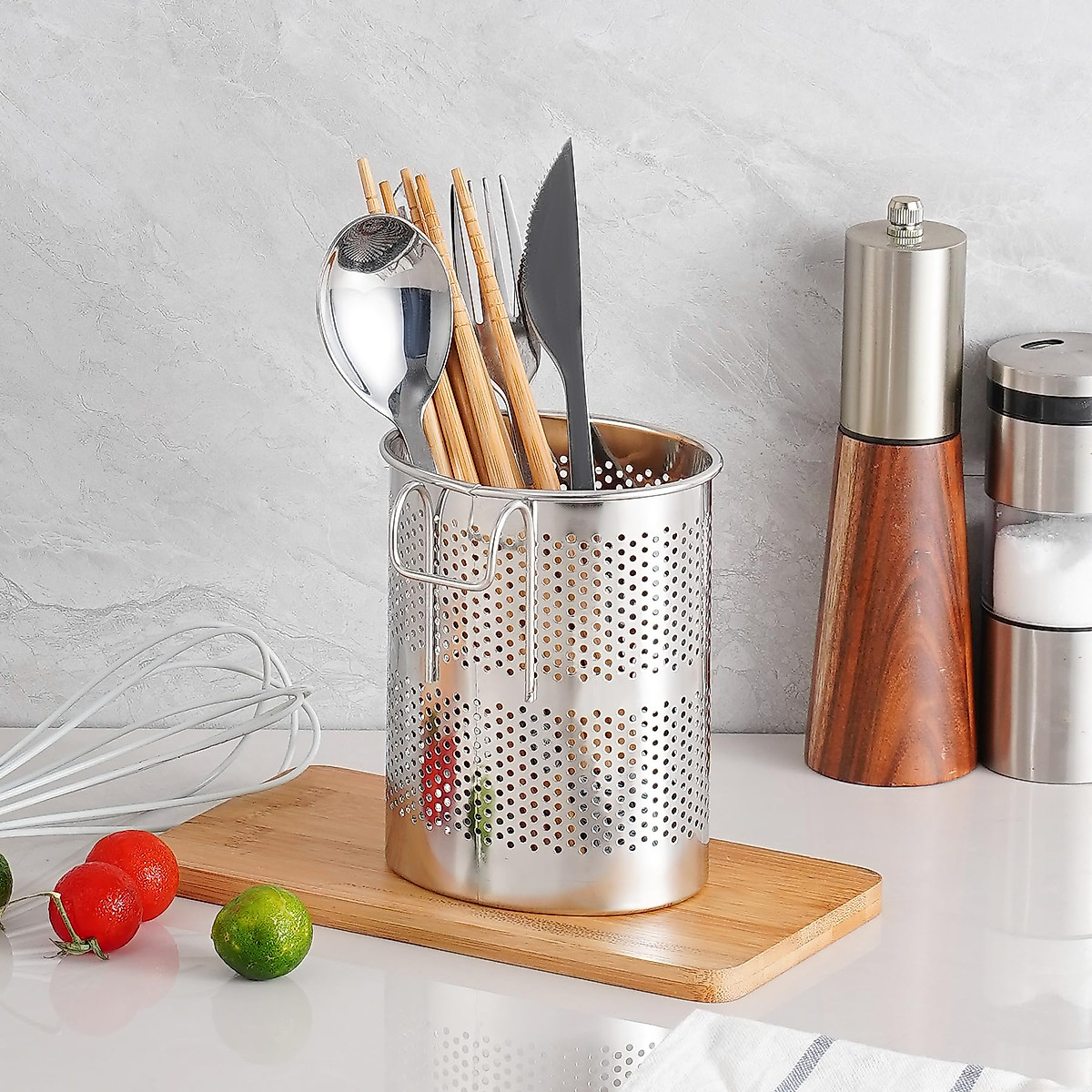 POPGRADE Utensil Drying Rack Silverware Caddy for Countertop, Stainless Steel Utensil Holder for Dish Rack, Silverware Drying Rack Holder Utensil Caddy Cutlery Rack, Chopstick Dishwasher Basket