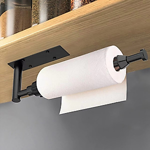 VAEHOLD Self Adhesive Paper Towel Holder Under Cabinet Mount, Wall Mounted Paper Towel Roll Holder for Kitchen, Bathroom, Wall - SUS304 Stainless Steel (Matte Black)