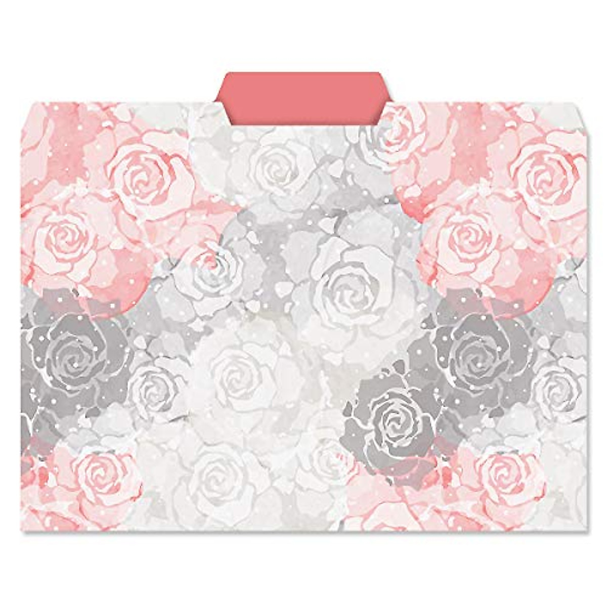 Current Charcoal & Coral File Folders Value Pack - Bulk Set of 24, 6 Pretty Decorative Designs, 1/3 Cut Tabs, Heavy-Duty Paper Stock, Office Supplies for Home & Work, 9-½” x 11-¾” Letter Size