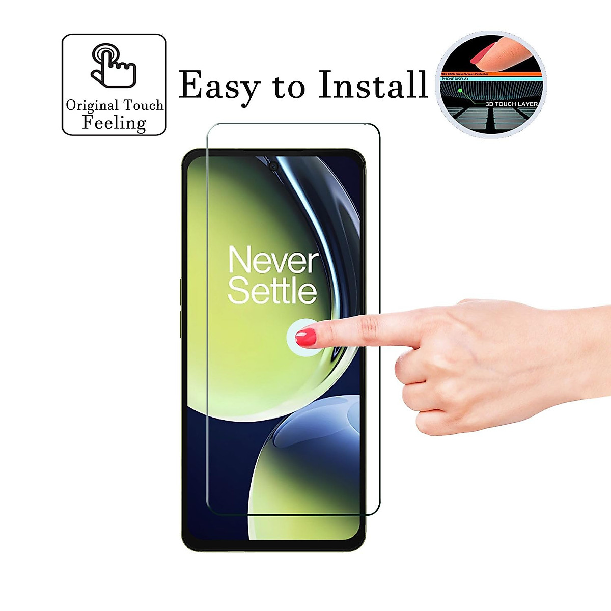 SALMERB OnePlus Nord CE 3 lite Screen Protectors (3 Pack), 9H Tempered Glass Film for OnePlus Nord N30 Anti-Scratch Anti-Fingerprint Glass Screen Protectors Zero Bubbles Ultra-clear 99.99%