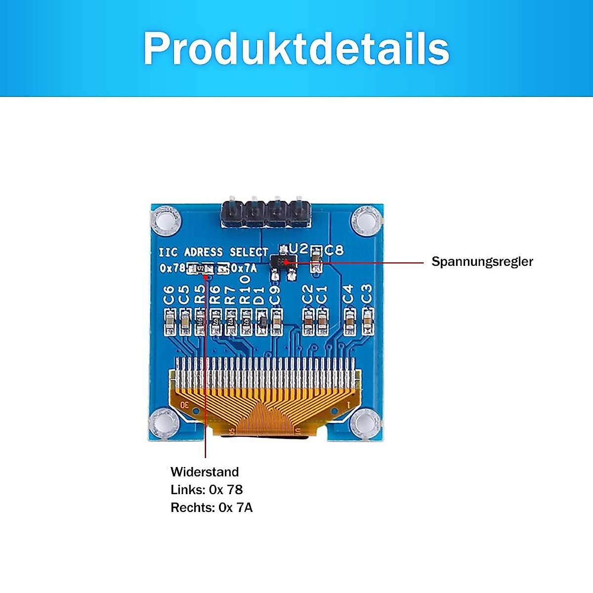 5PCS 0.96 Inch OLED Display Module, PEMENOL 128 x 64 Pixel I2C IIC Serial 1 OLED LCD Display Module with SSD1306 Driver for Arduino Raspberry Pi and ESP8266（White Light）