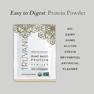 Truvani Vegan Pea Protein Powder | Sample Pack | 20g Organic Plant Based Protein | 8 Single Serving Packets | Keto | Gluten & Dairy Free | Low Carb | No Added Sugar