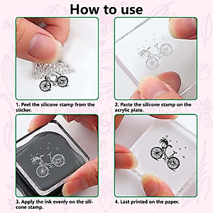 CRASPIRE Butterfly Clear Rubber Stamps Mailbox Grass Spring Bike Transparent Vintage Silicone Bicycle Seals Postmark Journaling Card Making DIY Scrapbooking Photo Album Decorative Film Frame