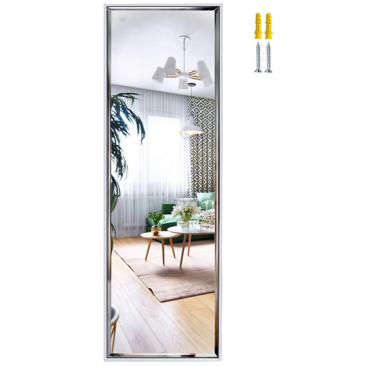 PETAFLOP 14x48 Inch Full Length Mirror Wall Mounted Rose Gold and White