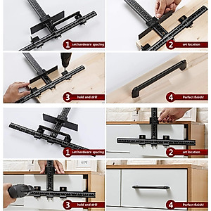 Cabinet Hardware Jig All Aluminum Alloy,Adjustable Drill Guide Template Tool for Installation of Door Drawer Front Knobs Handles and Pulls