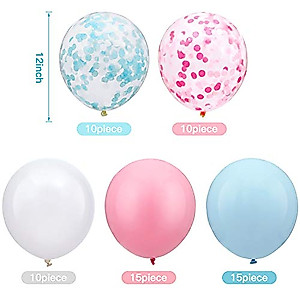 60 Pieces 12 Inch Gender Reveal Pink Blue Balloons Confetti Balloons Pastel Balloons for Wedding Baby Shower Birthday Party Supplies