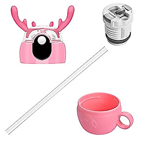 Temperature Display Kids Water Bottle，18 Oz，Straw Lid，Vacuum Insulated，316 Stainless Steel，Modern Double Walled Thermo Mug，Pink