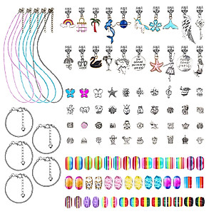 Jewelry Making Kit for Girls 8-12, 110Pcs Charm Bracelet Making Kit For Girls Ages 5-7-12, Girls Jewelry Making Kit Bracelet Kit For Kids 10-12 DIY Necklace Kids Birthday Gifts for 7+ Year Old Girls