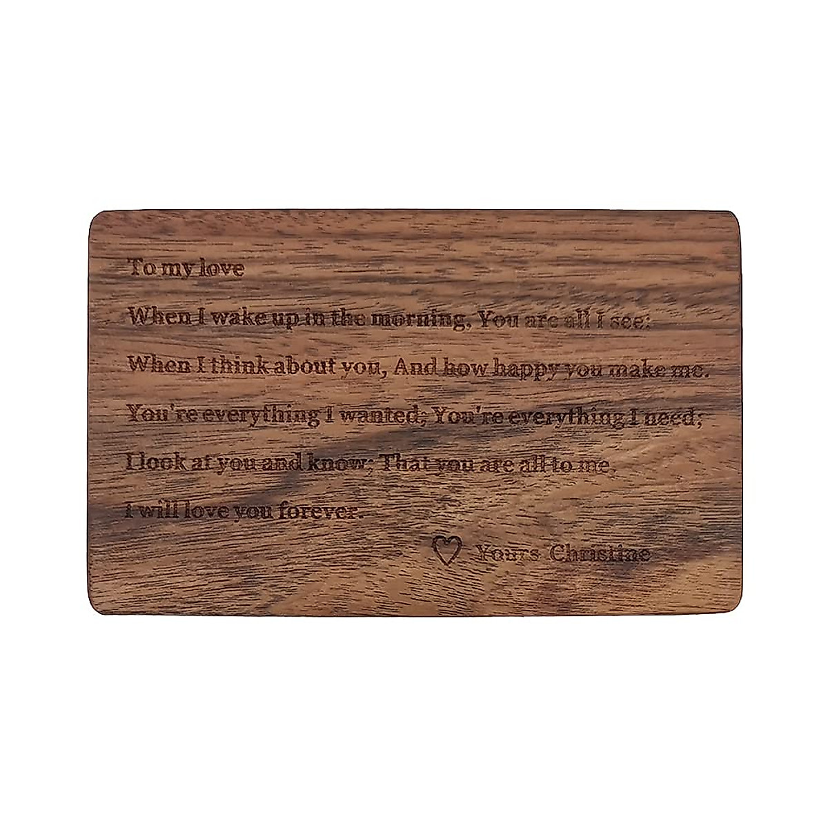 MOJIA Personalized Engraved Wood Wallet Insert Card for Men Women, Custom Wallet Cards for Husband from Wife, Mini Love Note, Boyfriend Deployment Gift (Red wood)