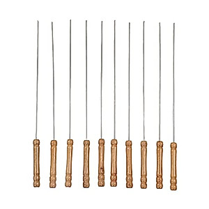 RvSky Garden kit 10pcs Barbecue Skewers Wooden Handle Stainless Steel BBQ Kabob Sticks for Outdoor Barbecue 11.8in