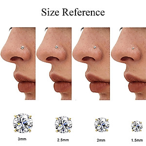 Jstyle 20G 1.5mm 2mm 2.5mm 3mm 3.5mm 4mm Round Diamond CZ Nose Screw Studs Rings Piercing Jewelry