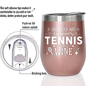 Tennis Gifts, Tennis Gifts Women/Men, Tennis Gift Unique, Gifts for A Tennis Lover, Tennis Gifts for Girls, Tennis Gifts for Women Funny, Funny Tennis Player Themed Wine Tumbler Gifts 12oz