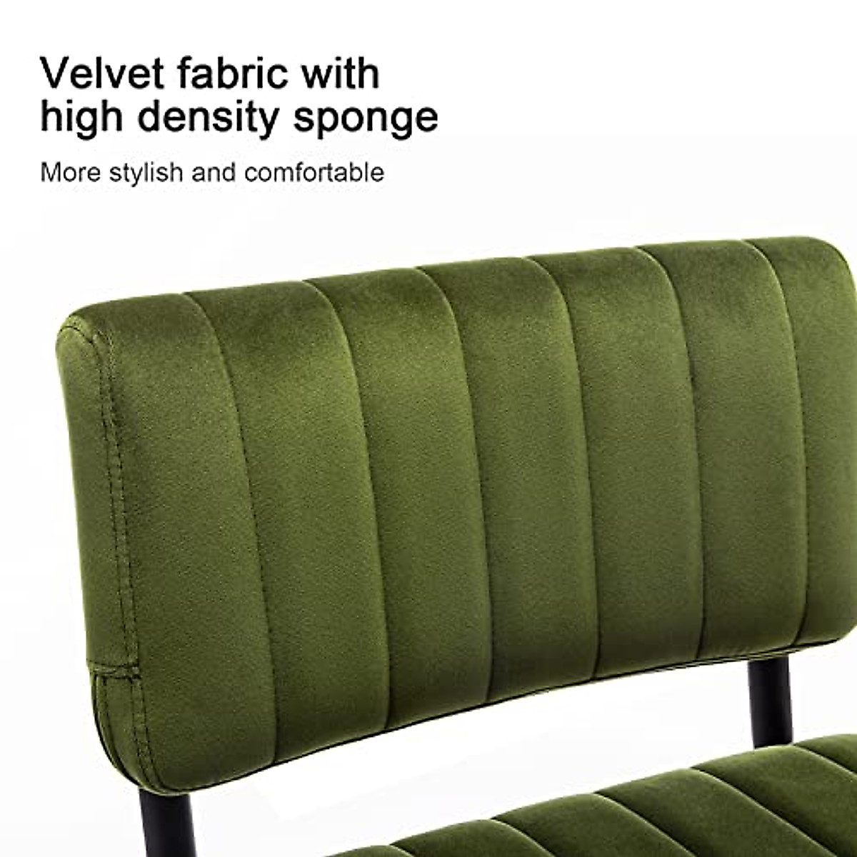 ONEVOG Modern Counter Height Stools with Velvet Backrest, 24Inch Solid Metal Legs Bar Stool Set of 2, Barstools for Kitchen Dining Party, Sturdy Bar Chairs (Green)