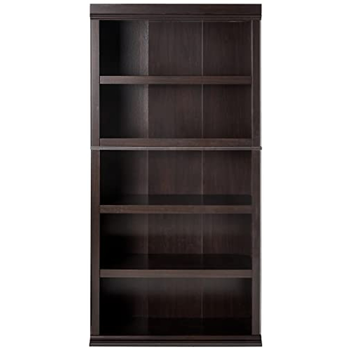 Sauder 5 Shelf Split Bookcase, Jamocha Wood Finish & Shoal Creek Computer Desk, Jamocha Wood Finish