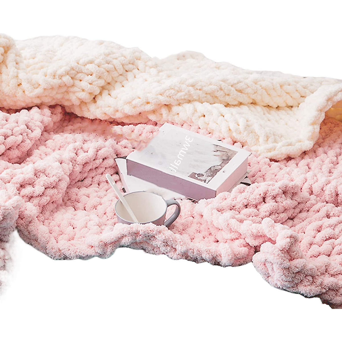 Super Bulky Chunky Yarn Beige 3lb for Arm Knitting, 6 Pack Luxury Soft Big Fat Jumbo Thick Weaving Crochet Craft Polyester Chenille Yarns for Throw Blanket Pillows