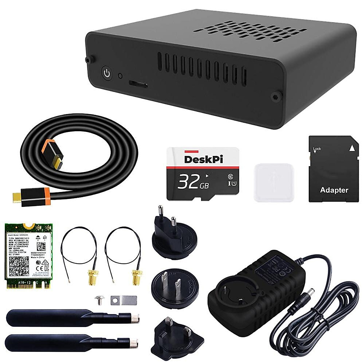 GeeekPi Jetson Nano Case, DeskPi Nano with Cooling Fan Heatsink & 32GB Card & 4K HDMI Cable for NVIDIA Jetson Nano (B01 Version) Developer Kit Small AI Powerful Computer