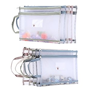 10 Pack Double-Layer Mesh Zipper Pouch Bags, Board Games Storage Zipper Pouch, Puzzle Storage Mesh Bags with Zipper, Nylon Games Bags with Handle for School, Office, Home and Travel.