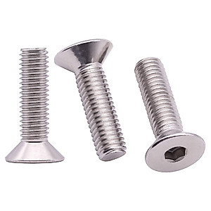 #10-24 x 3/4 inch Flat Head Socket Cap Screws 50 PCS, Countersunk Head, Allen Hex Drive, 304 Stainless Steel 18-8, Full Machine Thread, Bright Finish