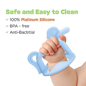 MOYUUM Pony Teether - 100% Silicone, Wearable Type, Baby Chew Toy, Baby Gift for Newborn, Roly Poly Toy, Silicone Teething Toys for Infant and Toddler, Bracelet Type, Pack of 1 (Yellow)